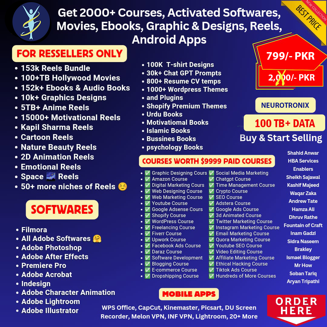 Paid Courses + Reels + Themes + Plugins + 100 TB Data With Reselling R ...